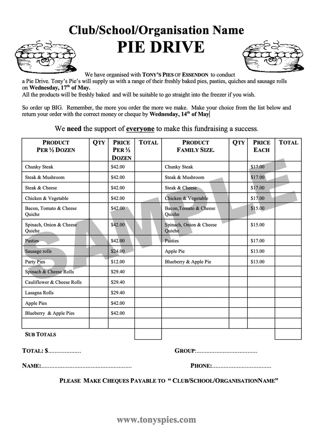 Sample Order Form